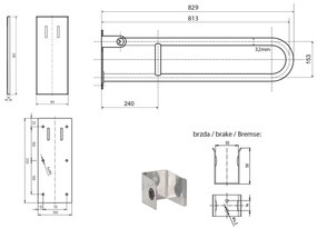 Nástěnné madlo do koupelny z nerezové oceli 83 cm Handicap – Sapho