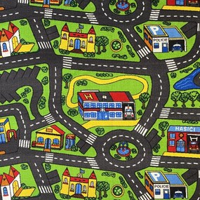 Vopi, POŠKOZENÝ: 300x220 cm Dětský kusový koberec City life - neúčtujeme odřezky z role - obšitý ze všech stran, na míru, šíře, vícebarevná, filc, dětský pokoj