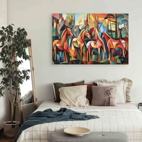 Obraz Kubističtí koně - geometrická kompozice inspirovaná Picassovým stylem