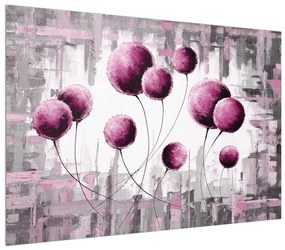Abstraktní obraz - růžové balónky (100x70 cm)