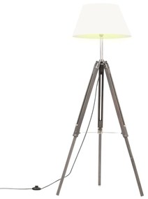 vidaXL Stojací lampa na stativu šedá a bílá masivní teak 141 cm