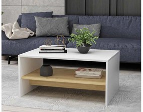 Designový konferenční stolek Wells 90 cm bílý / dub