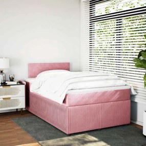 Box spring postel s matrací růžová 120 x 200 cm samet 3287709