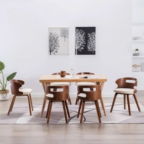 Petromila Jídelní židle 6 ks krémové ohýbané dřevo a umělá kůže