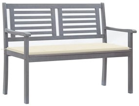 2místná zahradní lavice s poduškou 120 cm šedá eukalyptus,  3061025