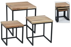 H&S Collection 3dílná sada odkládacích stolků teakové dřevo - Default Title