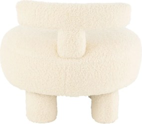 Bílá kulatá stolička s opěrkou Teddy Bouclé White - Ø 52*49 cm