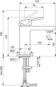 Ideal Standard Extra - Umyvadlová baterie Piccolo bez odtokové garnitury, kartáčovaná zlatá BD503A2