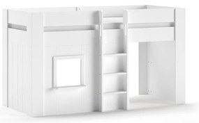 Bílá vyvýšená dětská postel z borovicového dřeva 90x200 cm RENO – Vipack