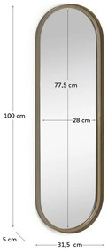 Zlaté kovové závěsné zrcadlo Kave Home Tiare 31 x 101 cm