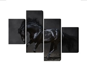 Vícedílný obraz Černý Kůň Ve Cvalu Nedostatek Nedostatek Přírodní plátno 160x100