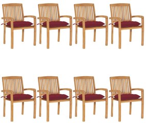 Stohovatelné zahradní židle s poduškami 8 ks masivní teak 3073288