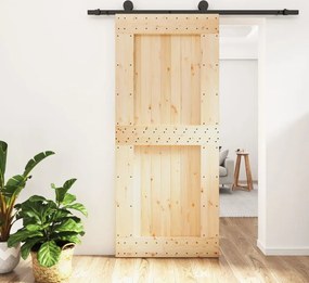 vidaXL Posuvné dveře s kováním 90 x 210 cm masivní borové dřevo [3203053]