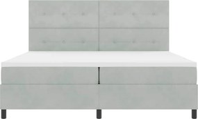 Postel s boxspringem s čelo Světle šedá 200 x 200 cm samet 3339854