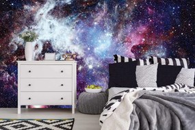 DIMEX | Samolepicí vliesová fototapeta na zeď Abstraktní vesmír MA-5-2300 | 375 x 250 cm | fialová, černá, šedá, růžová