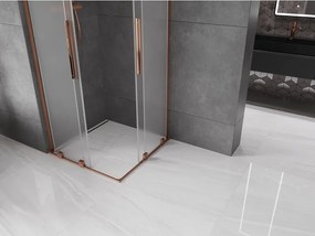 Mexen Velar L Duo, sprchový kout s posuvnými dveřmi 100 x 100 cm, 8mm sklo námraza, růžové zlato, 871-100-100-02-33-60