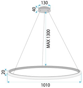 Toolight Toolight, závěsné svítidlo 100cm, 61W, 3000K, LHJ003-CP, zlatá lesklá, OSW-50001