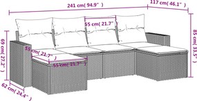 6dílná zahradní sedací souprava s poduškami černá polyratan 3251653