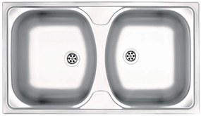 Deante Techno, nerezový dřez na desku 2-komorový B/O 790x440x130 2" + sifon, vzor dekor, ZMU_3200