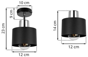 Stropní svítidlo PANTA, 1x černé kovové stínítko, (možnost polohování), CH