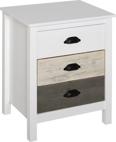 HOMCOM Moderní Noční Stolek s 3 Zásuvkami 50x38x65 cm Bílý | Aosom