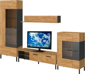 Obývací sestava 3.1 m dub craft zlatý / antracit Santes