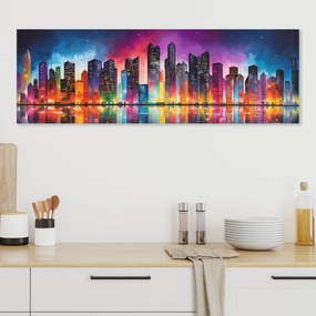 Obraz na plátně - Panorama Florange s mrakodrapy FeelHappy.cz Velikost obrazu: 120 x 40 cm