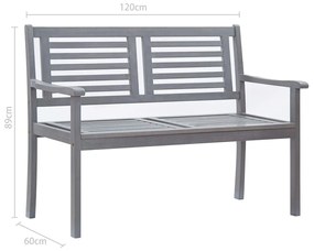 2místná zahradní lavice 120 cm šedá masivní eukalyptus - Default Title