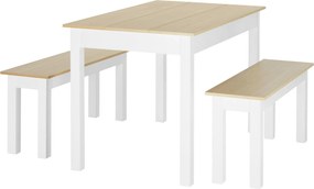HOMCOM 3-dílná jídelní sestava se 2 zasouvacími lavicemi pro 4-6 osob v moderním stylu - Kuchyň, jídelna, obývací pokoj - DTD desky