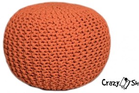 Pletený puf CRAZYSHOP SOLID, oranžová (ručně pletený)