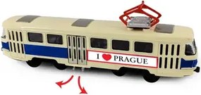RAPPA 252578 Kovová česká retro tramvaj modrá 16 cm PRAGUE otevírací d