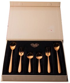 Dárková sada se srdcem 6 ks růžové zlato - Love Cutlery - 116445