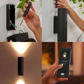 PH 17463/30/P7 HUE Appear SVÍTIDLO VENKOVNÍ NÁSTĚNNÉ LED RGBW 2x8W 1200lm IP44, černá - PHILIPS HUE (915005842801)