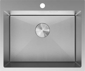 Mexen Solix, 1-komorový nerezový dřez 600 x 500 mm, broušená ocel, vzor voština, 6408601000-01HC