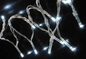Vnitřní vánoční LED řetěz, studená bílá, 2m, 20 LED, průhledný kabel, na baterie