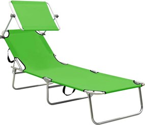Skládací zahradní lehátko se stříškou zelené hliník 310361