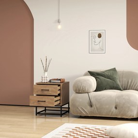 HOMCOM Sada 2 nočních stolků se 2 zásuvkami, noční stolek v industriálním stylu do ložnice a obývacího pokoje, rozměry 40 x 39,5 x 48 cm, přírodní dř…