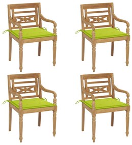 Židle Batavia s poduškami 4 ks masivní teakové dřevo,  3073306