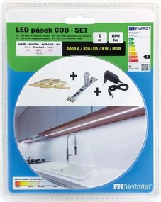 FK Technics SET LED pásek COB s dotykovým spínačem, vč. zdroje, 12W, 4000K, 1 m