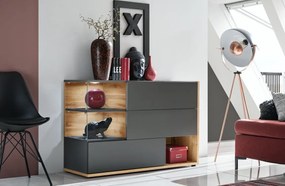 Casarredo - Komfort nábytek Komoda SILK s LED osvětlením, antracit/dub wotan
