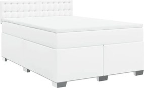 Box spring postel s matrací bílá 140 x 190 cm umělá kůže 3288421