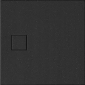 Cersanit Tako Slim, čtvercová akrylátová sprchová vanička 80x80x4 cm + černý sifon, černá, S932-165