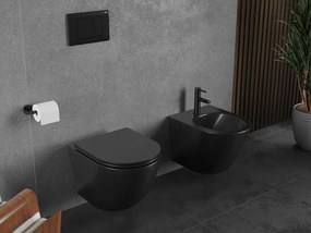 Mexen Lena, závěsná WC mísa 490x360x340 mm, Rimless Tornádo, černá matná, 3322XX85T