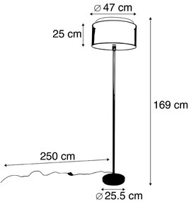 Designová stojací lampa ocelová s černobílým stínítkem 47 cm - Simplo