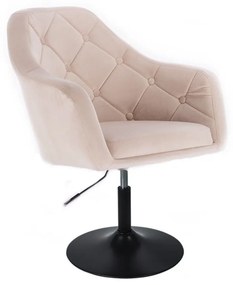 LuxuryForm DESIGN Křeslo ANDORA VELUR na černém talíři - krémové