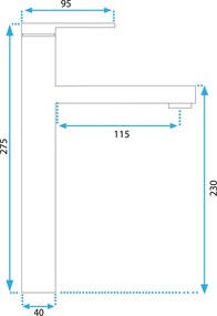 Rea Pixel, vysoká umyvadlová baterie h-275, chromová, REA-B6562