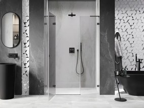 Mexen Lunar L, levé otočné sprchové dveře 155 cm, 8mm čiré sklo, grafitový profil, 834SL-155-050-95-00-L