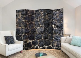 Pokojová zástěna Kamenitý soumrak II - architektonická textura z černých kamenů