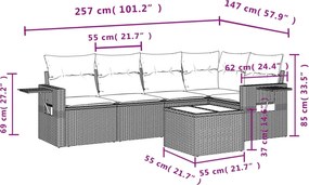 6dílná zahradní sedací souprava s poduškami béžová polyratan 3252476