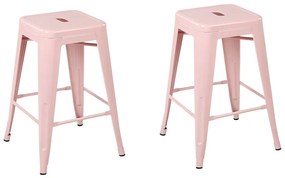 Sada 2 ocelových barových stoliček 60 cm růžové CABRILLO Beliani
